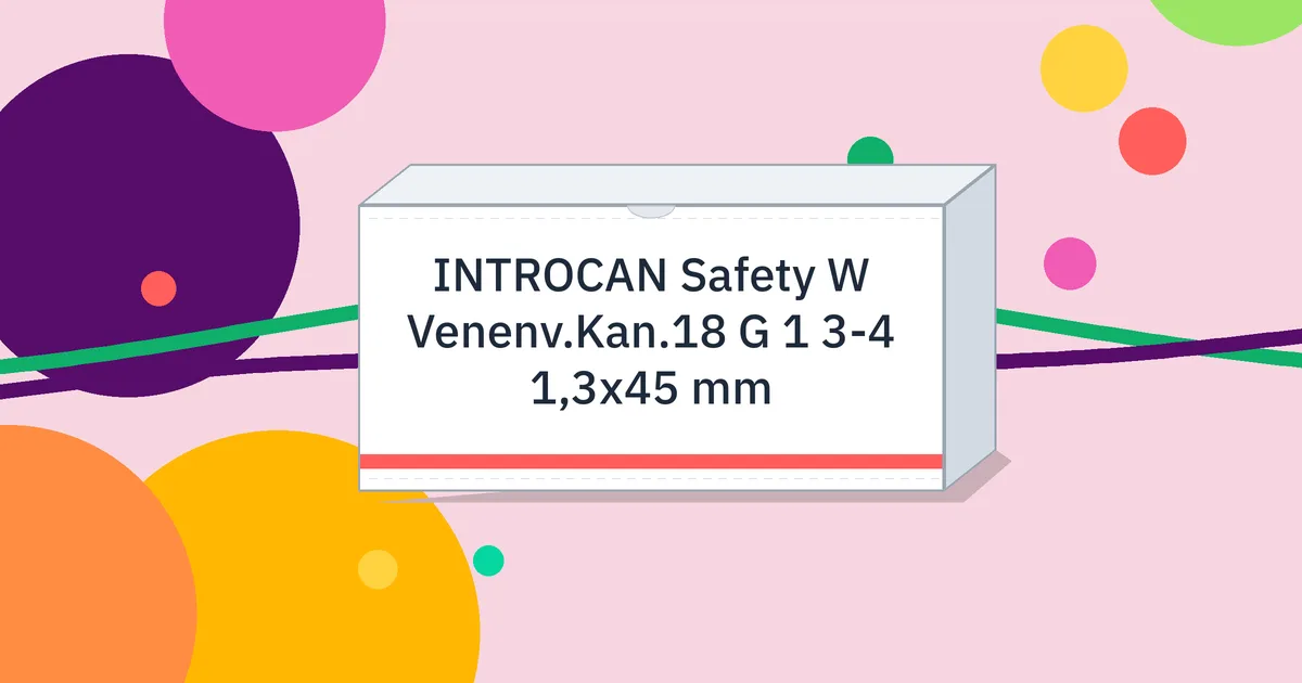 Symbolbild: Packung mit der Aufschrift INTROCAN Safety W Venenv.Kan.18 G 1 3-4 1,3x45 mm (PZN 19527106) – Verfügbarkeit und Bezug in Apotheken in Frankfurt am Main