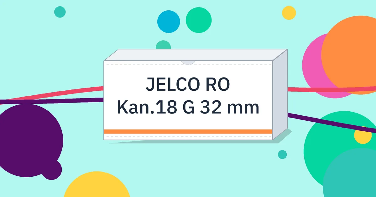 Symbolbild: Packung mit der Aufschrift JELCO RO Kan.18 G 32 mm (PZN 00913025) – Verfügbarkeit und Bezug in Apotheken in Frankfurt am Main