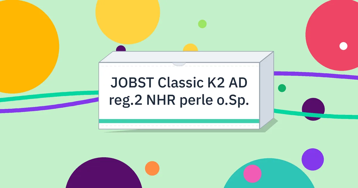Symbolbild: Packung mit der Aufschrift JOBST Classic K2 AD reg.2 NHR perle o.Sp. (PZN 13062072) – Verfügbarkeit und Bezug in Apotheken in Frankfurt am Main