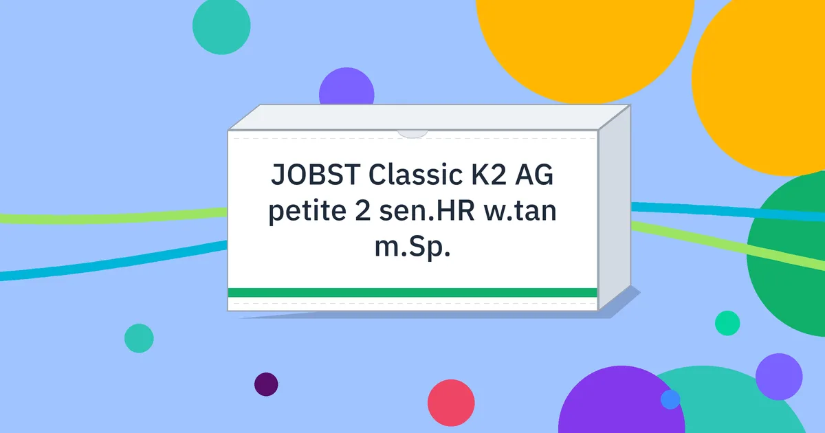 Symbolbild: Packung mit der Aufschrift JOBST Classic K2 AG petite 2 sen.HR w.tan m.Sp. (PZN 17962045) – Verfügbarkeit und Bezug in Apotheken in Frankfurt am Main