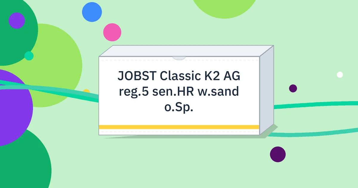 Symbolbild: Packung mit der Aufschrift JOBST Classic K2 AG reg.5 sen.HR w.sand o.Sp. (PZN 17960744) – Verfügbarkeit und Bezug in Apotheken in Frankfurt am Main