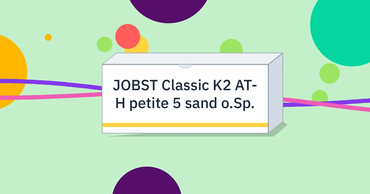 Symbolbild: Packung mit der Aufschrift JOBST Classic K2 AT-H petite 5 sand o.Sp. (PZN 10728814) – Verfügbarkeit und Bezug in Apotheken in Frankfurt am Main