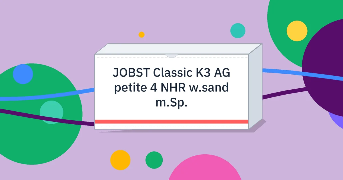 Symbolbild: Packung mit der Aufschrift JOBST Classic K3 AG petite 4 NHR w.sand m.Sp. (PZN 13072774) – Verfügbarkeit und Bezug in Apotheken in Frankfurt am Main
