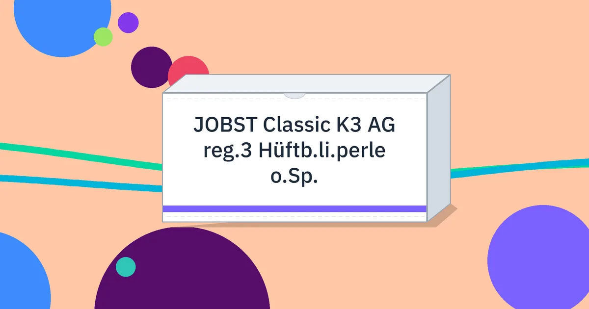 Symbolbild: Packung mit der Aufschrift JOBST Classic K3 AG reg.3 Hüftb.li.perle o.Sp. (PZN 13075531) – Verfügbarkeit und Bezug in Apotheken in Frankfurt am Main