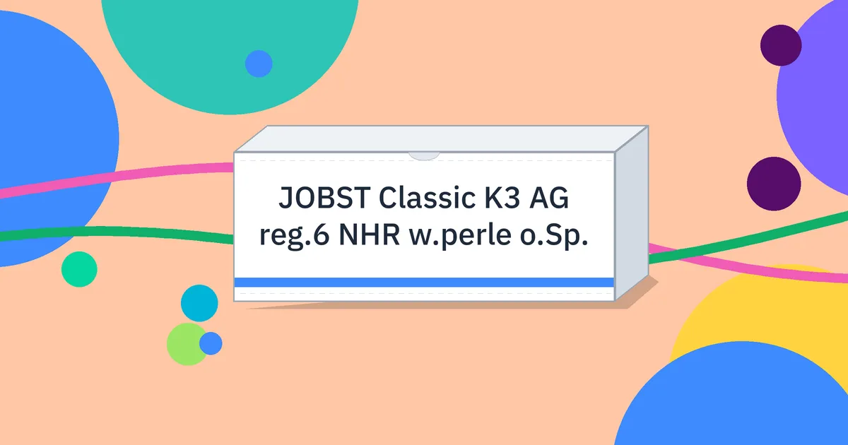 Symbolbild: Packung mit der Aufschrift JOBST Classic K3 AG reg.6 NHR w.perle o.Sp. (PZN 13073874) – Verfügbarkeit und Bezug in Apotheken in Frankfurt am Main