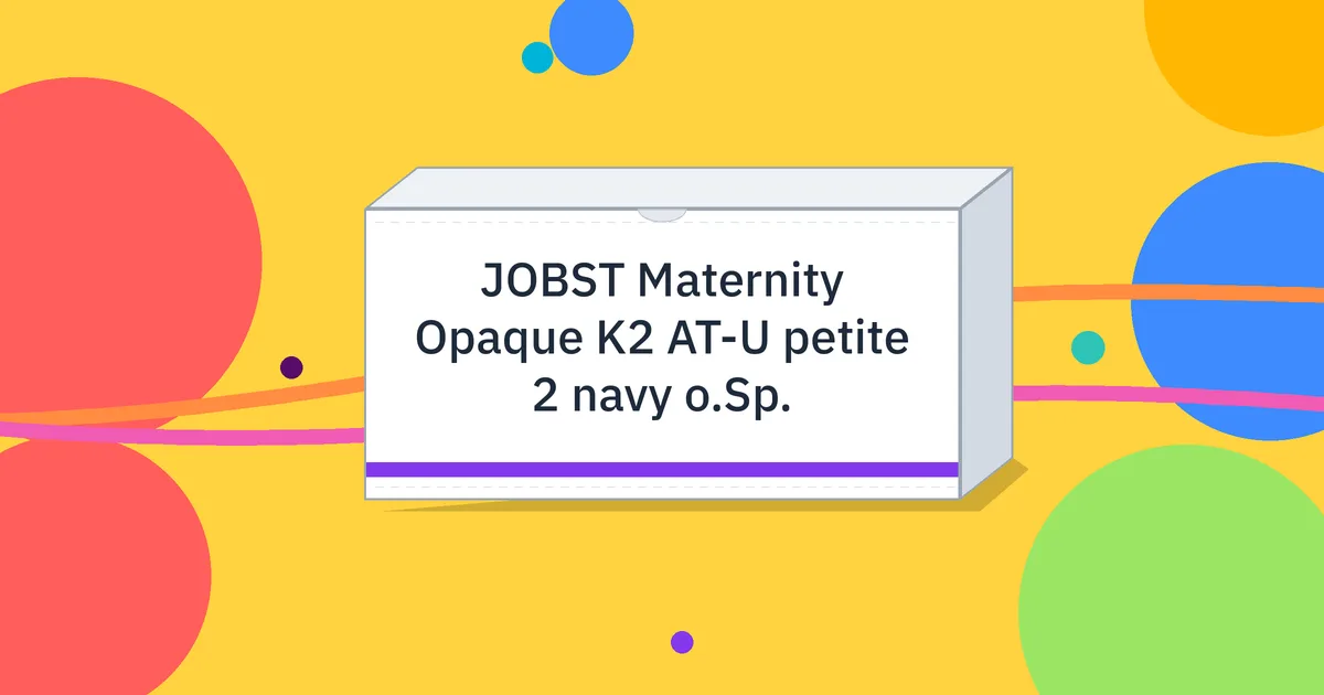 Symbolbild: Packung mit der Aufschrift JOBST Maternity Opaque K2 AT-U petite 2 navy o.Sp. (PZN 15861179) – Verfügbarkeit und Bezug in Apotheken in Frankfurt am Main