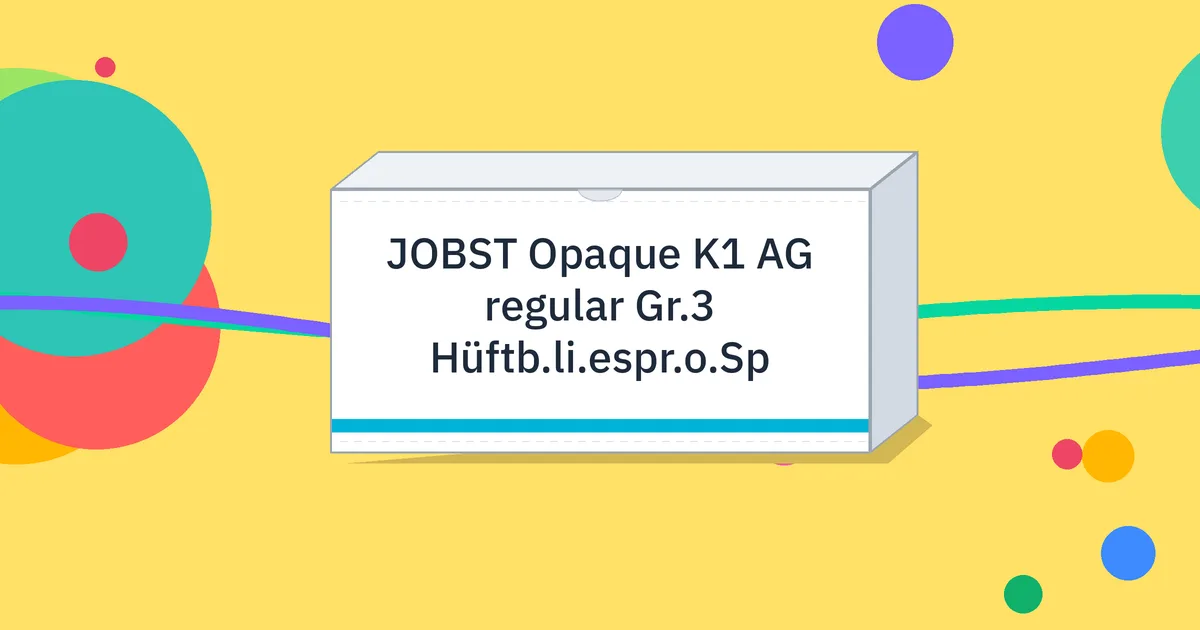 Symbolbild: Packung mit der Aufschrift JOBST Opaque K1 AG regular Gr.3 Hüftb.li.espr.o.Sp (PZN 16272717) – Verfügbarkeit und Bezug in Apotheken in Frankfurt am Main
