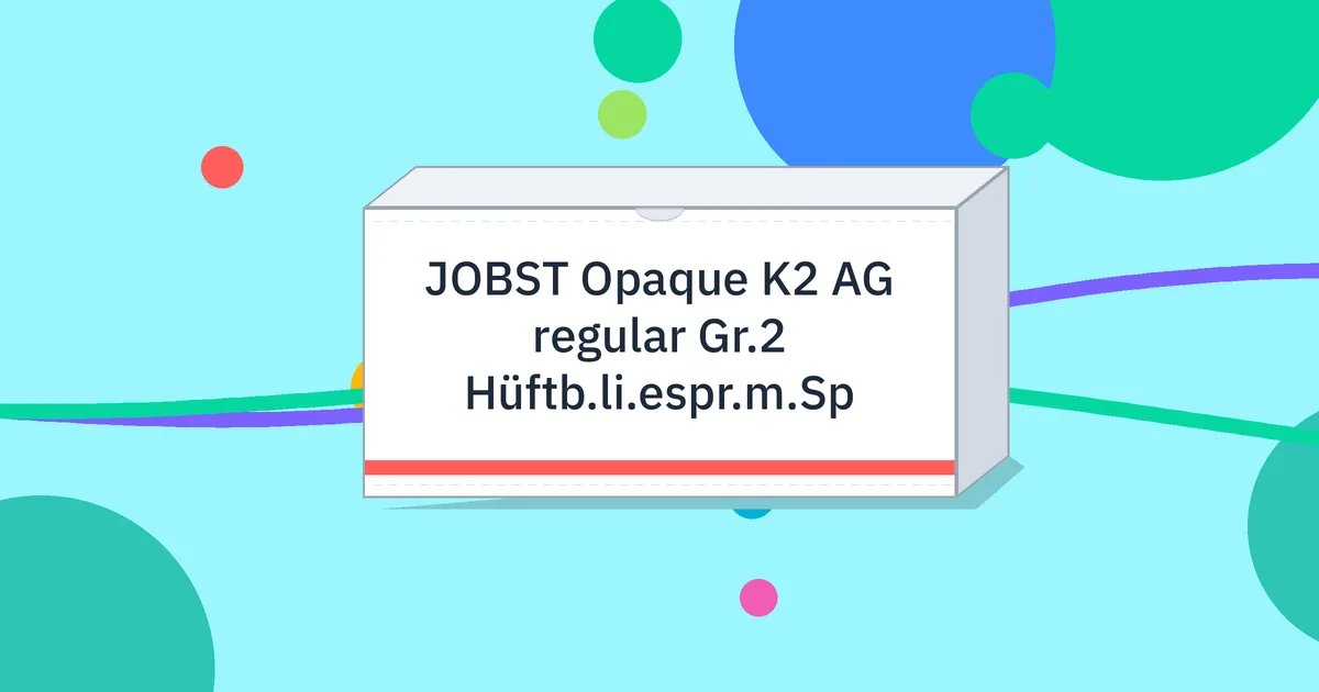 Symbolbild: Packung mit der Aufschrift JOBST Opaque K2 AG regular Gr.2 Hüftb.li.espr.m.Sp (PZN 16287452) – Verfügbarkeit und Bezug in Apotheken in Frankfurt am Main