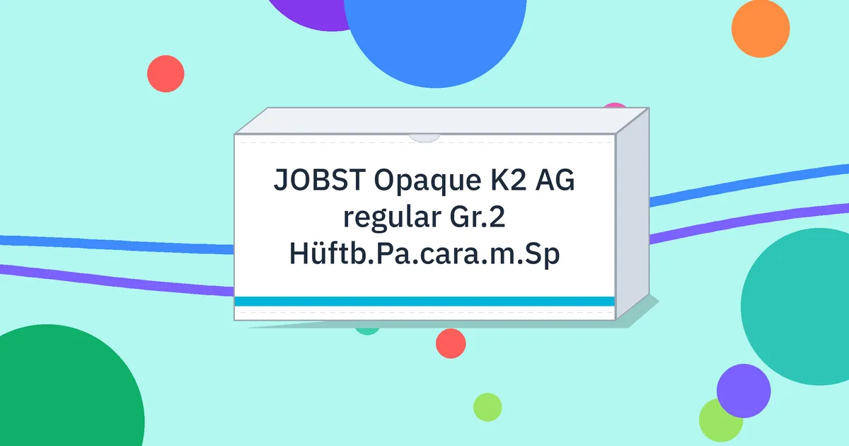 Symbolbild: Packung mit der Aufschrift JOBST Opaque K2 AG regular Gr.2 Hüftb.Pa.cara.m.Sp (PZN 13116419) – Verfügbarkeit und Bezug in Apotheken in Frankfurt am Main