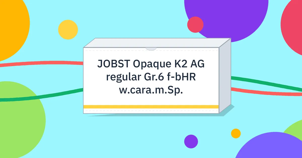 Symbolbild: Packung mit der Aufschrift JOBST Opaque K2 AG regular Gr.6 f-bHR w.cara.m.Sp. (PZN 11253081) – Verfügbarkeit und Bezug in Apotheken in Frankfurt am Main