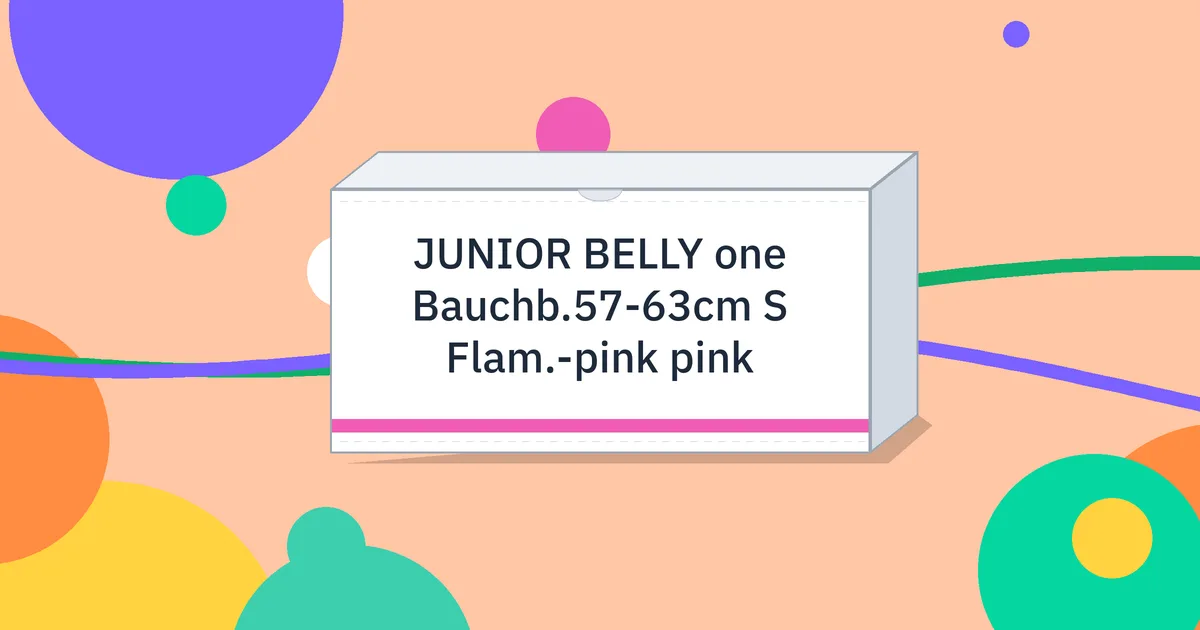 Symbolbild: Packung mit der Aufschrift JUNIOR BELLY one Bauchb.57-63cm S Flam.-pink pink (PZN 13247819) – Verfügbarkeit und Bezug in Apotheken in Frankfurt am Main