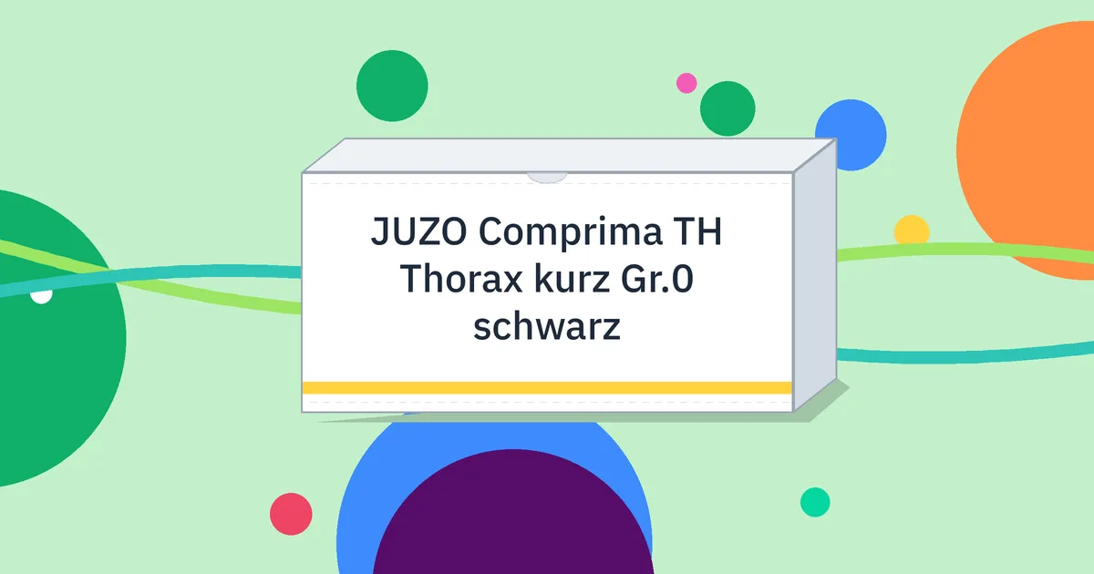 Symbolbild: Packung mit der Aufschrift JUZO Comprima TH Thorax kurz Gr.0 schwarz (PZN 20782163) – Verfügbarkeit und Bezug in Apotheken in Frankfurt am Main
