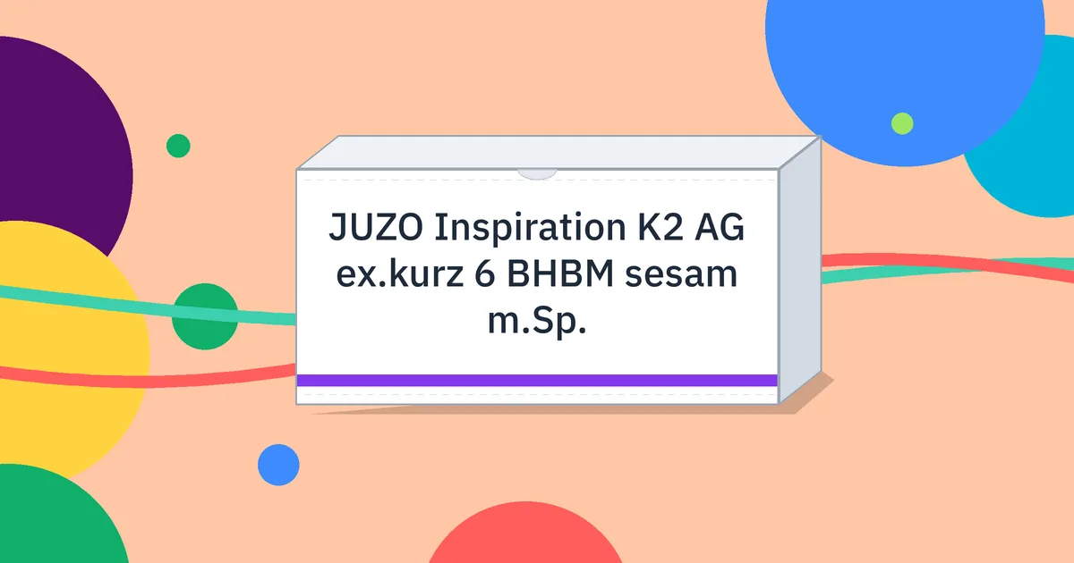 Symbolbild: Packung mit der Aufschrift JUZO Inspiration K2 AG ex.kurz 6 BHBM sesam m.Sp. (PZN 14876061) – Verfügbarkeit und Bezug in Apotheken in Frankfurt am Main