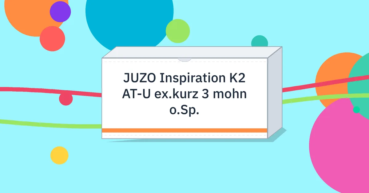 Symbolbild: Packung mit der Aufschrift JUZO Inspiration K2 AT-U ex.kurz 3 mohn o.Sp. (PZN 14930056) – Verfügbarkeit und Bezug in Apotheken in Frankfurt am Main