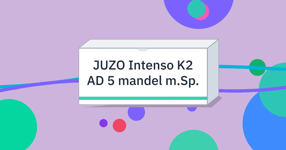 Symbolbild: Packung mit der Aufschrift JUZO Intenso K2 AD 5 mandel m.Sp. (PZN 18606387) – Verfügbarkeit und Bezug in Apotheken in Frankfurt am Main