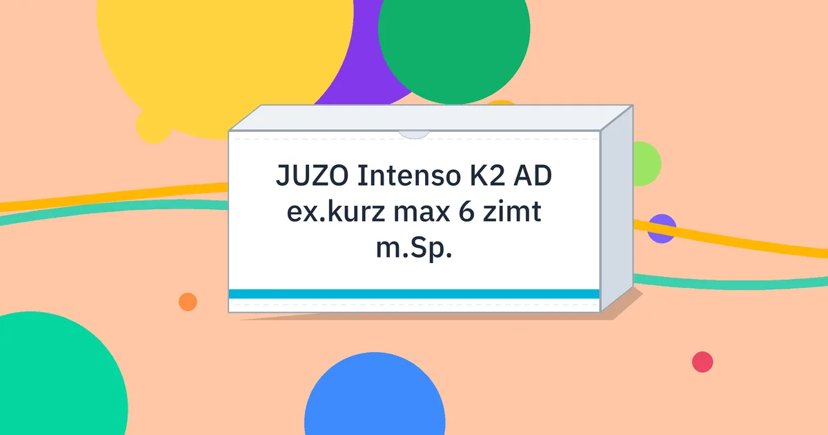 Symbolbild: Packung mit der Aufschrift JUZO Intenso K2 AD ex.kurz max 6 zimt m.Sp. (PZN 18606803) – Verfügbarkeit und Bezug in Apotheken in Frankfurt am Main