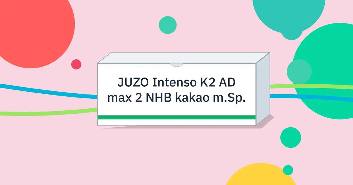 Symbolbild: Packung mit der Aufschrift JUZO Intenso K2 AD max 2 NHB kakao m.Sp. (PZN 18613022) – Verfügbarkeit und Bezug in Apotheken in Frankfurt am Main