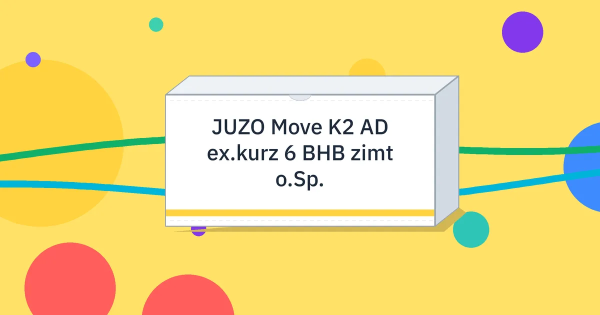 Symbolbild: Packung mit der Aufschrift JUZO Move K2 AD ex.kurz 6 BHB zimt o.Sp. (PZN 18510948) – Verfügbarkeit und Bezug in Apotheken in Frankfurt am Main