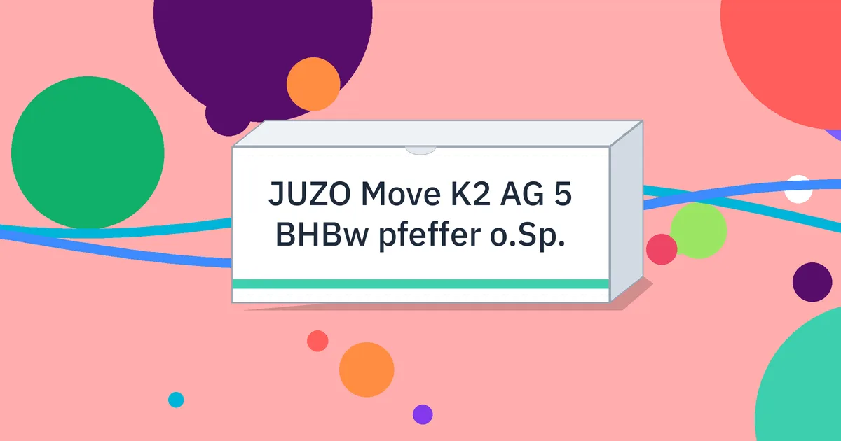 Symbolbild: Packung mit der Aufschrift JUZO Move K2 AG 5 BHBw pfeffer o.Sp. (PZN 16646307) – Verfügbarkeit und Bezug in Apotheken in Frankfurt am Main