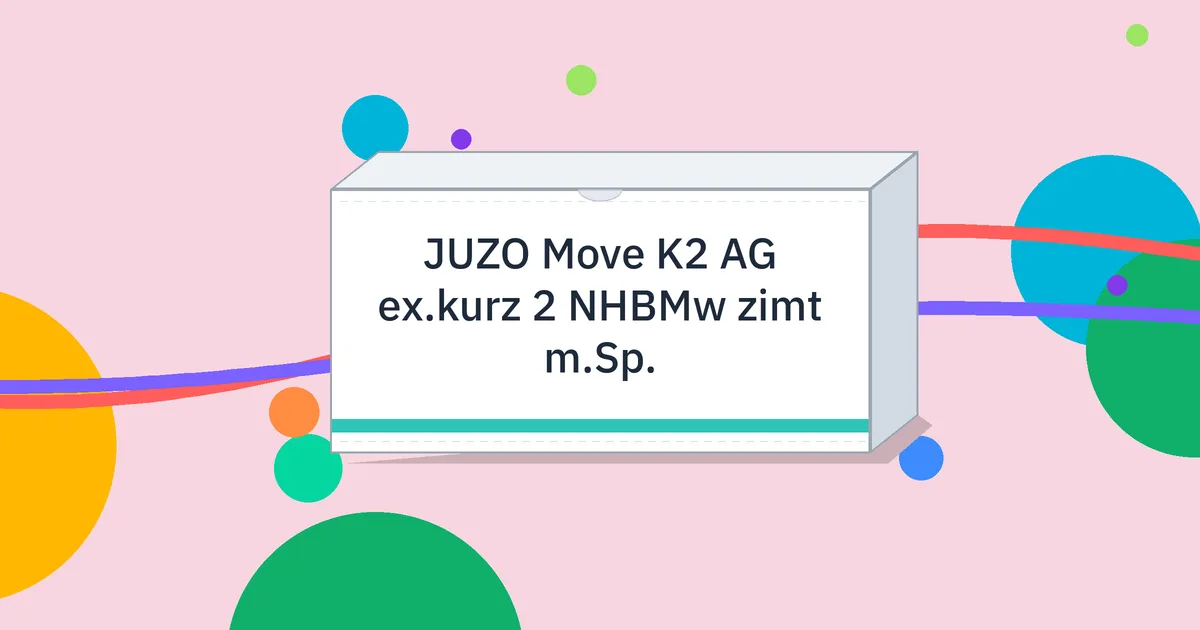 Symbolbild: Packung mit der Aufschrift JUZO Move K2 AG ex.kurz 2 NHBMw zimt m.Sp. (PZN 18531407) – Verfügbarkeit und Bezug in Apotheken in Frankfurt am Main