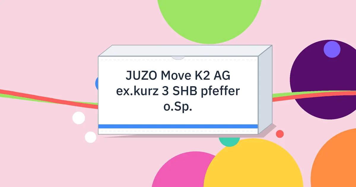 Symbolbild: Packung mit der Aufschrift JUZO Move K2 AG ex.kurz 3 SHB pfeffer o.Sp. (PZN 16651811) – Verfügbarkeit und Bezug in Apotheken in Frankfurt am Main