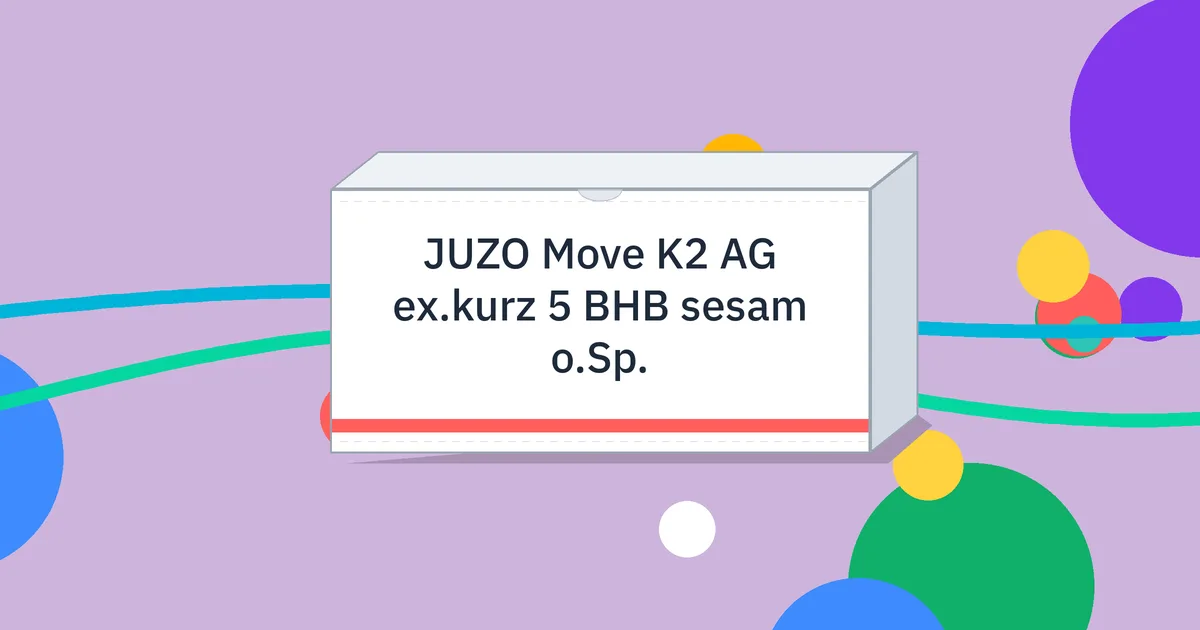 Symbolbild: Packung mit der Aufschrift JUZO Move K2 AG ex.kurz 5 BHB sesam o.Sp. (PZN 18534156) – Verfügbarkeit und Bezug in Apotheken in Frankfurt am Main