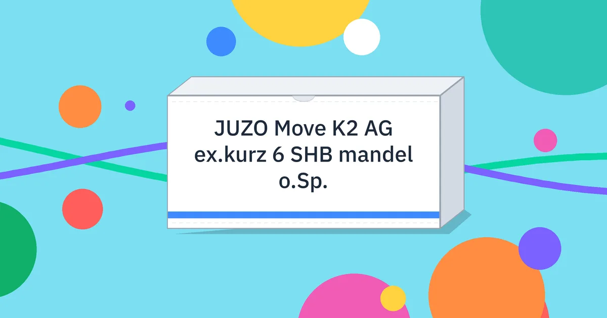 Symbolbild: Packung mit der Aufschrift JUZO Move K2 AG ex.kurz 6 SHB mandel o.Sp. (PZN 16651917) – Verfügbarkeit und Bezug in Apotheken in Frankfurt am Main
