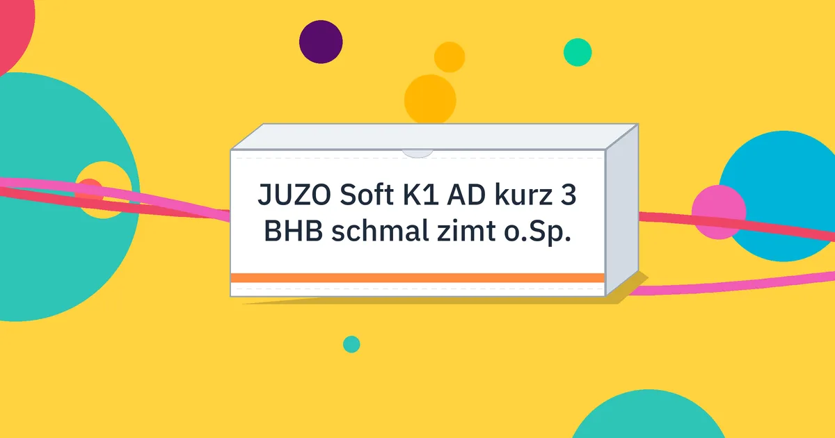 Symbolbild: Packung mit der Aufschrift JUZO Soft K1 AD kurz 3 BHB schmal zimt o.Sp. (PZN 15463591) – Verfügbarkeit und Bezug in Apotheken in Frankfurt am Main