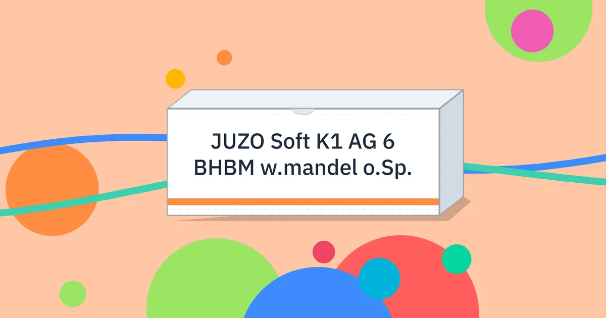 Symbolbild: Packung mit der Aufschrift JUZO Soft K1 AG 6 BHBM w.mandel o.Sp. (PZN 14865086) – Verfügbarkeit und Bezug in Apotheken in Frankfurt am Main