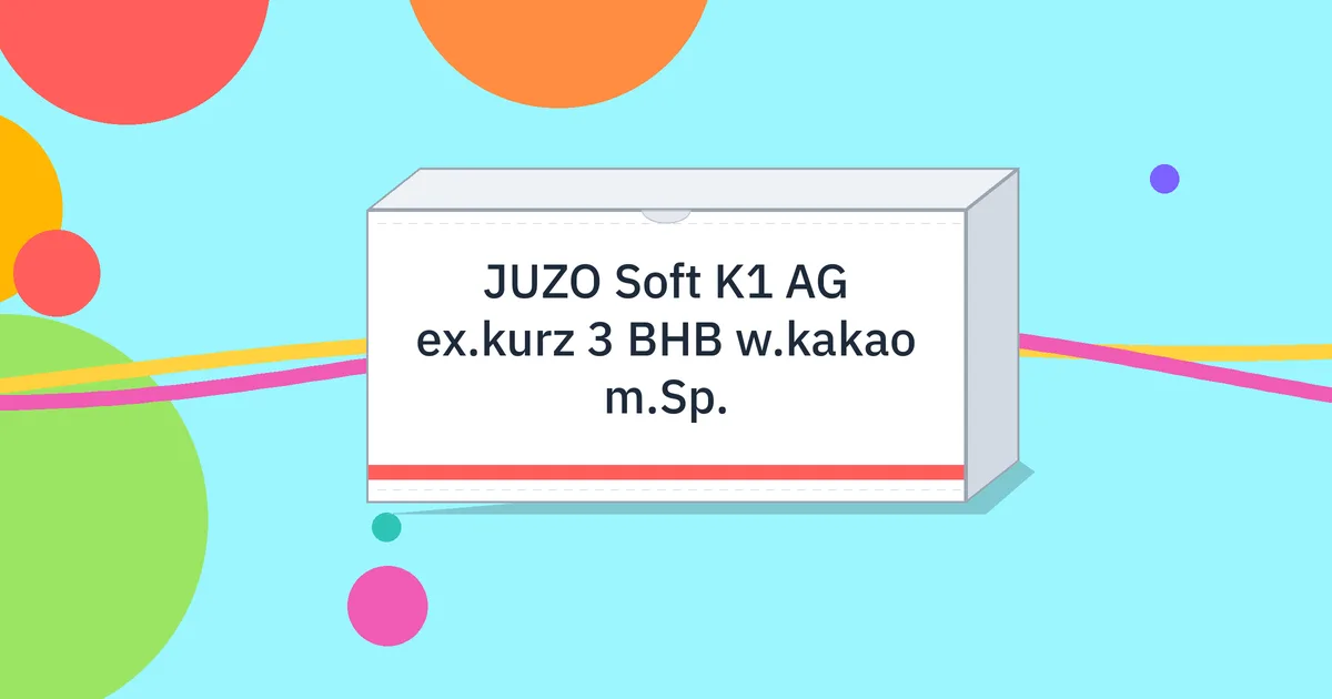 Symbolbild: Packung mit der Aufschrift JUZO Soft K1 AG ex.kurz 3 BHB w.kakao m.Sp. (PZN 14839769) – Verfügbarkeit und Bezug in Apotheken in Frankfurt am Main