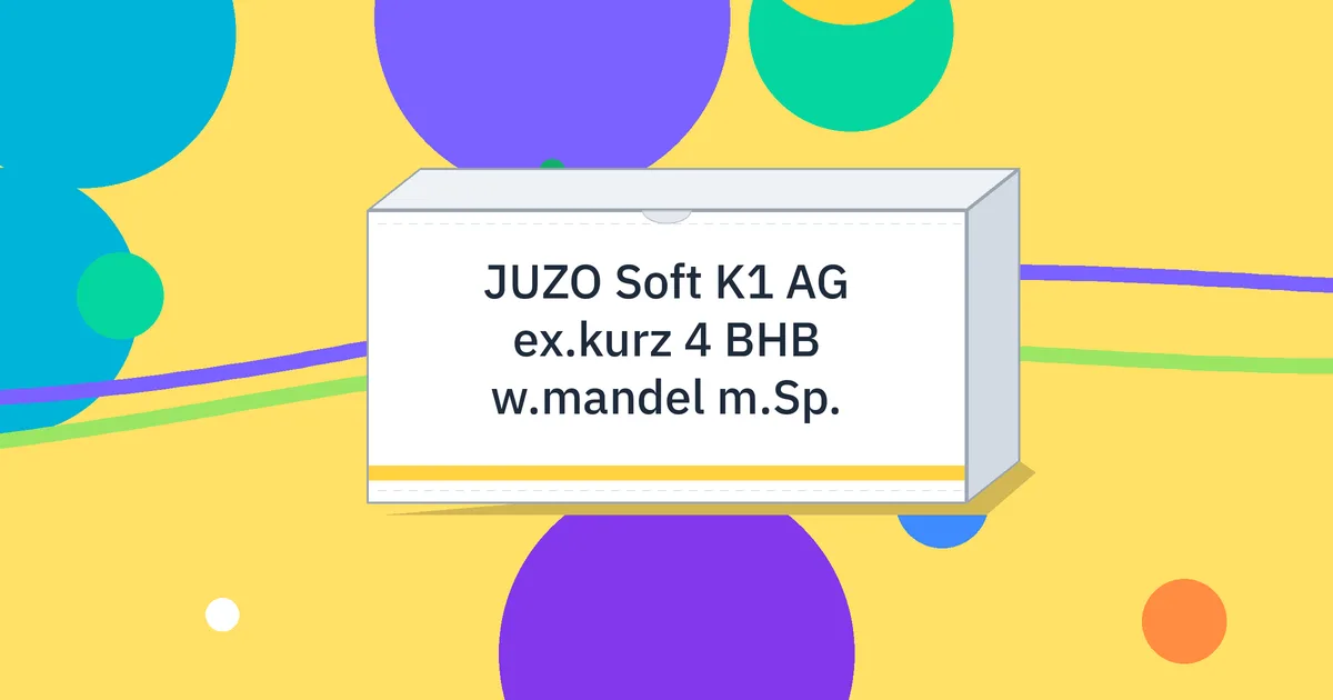 Symbolbild: Packung mit der Aufschrift JUZO Soft K1 AG ex.kurz 4 BHB w.mandel m.Sp. (PZN 14839628) – Verfügbarkeit und Bezug in Apotheken in Frankfurt am Main