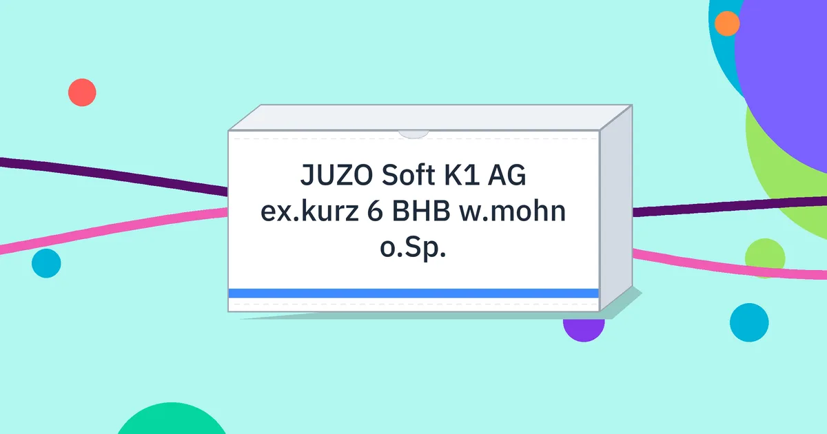 Symbolbild: Packung mit der Aufschrift JUZO Soft K1 AG ex.kurz 6 BHB w.mohn o.Sp. (PZN 14840376) – Verfügbarkeit und Bezug in Apotheken in Frankfurt am Main