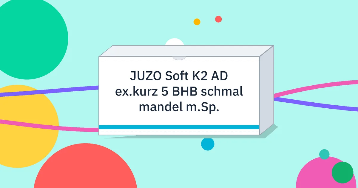Symbolbild: Packung mit der Aufschrift JUZO Soft K2 AD ex.kurz 5 BHB schmal mandel m.Sp. (PZN 15466595) – Verfügbarkeit und Bezug in Apotheken in Frankfurt am Main