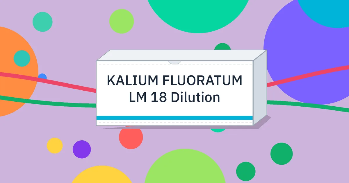 Symbolbild: Packung mit der Aufschrift KALIUM FLUORATUM LM 18 Dilution (PZN 12921573) – Verfügbarkeit und Bezug in Apotheken in Frankfurt am Main
