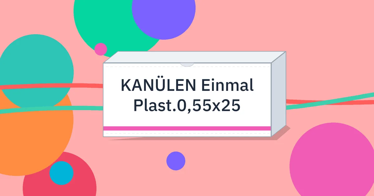 Symbolbild: Packung mit der Aufschrift KANÜLEN Einmal Plast.0,55x25 (PZN 01964579) – Verfügbarkeit und Bezug in Apotheken in Frankfurt am Main