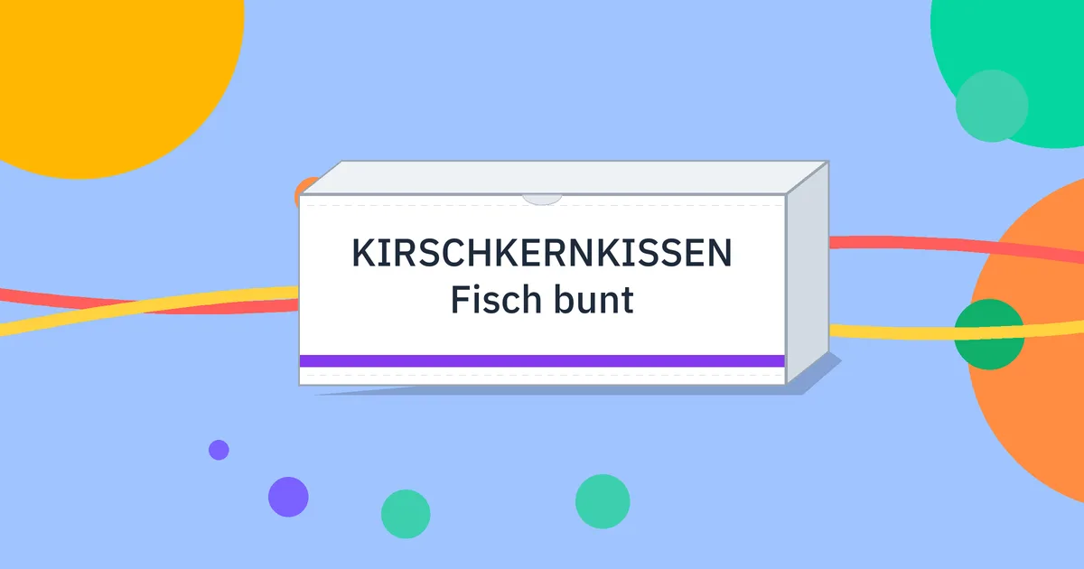 Symbolbild: Packung mit der Aufschrift KIRSCHKERNKISSEN Fisch bunt (PZN 02761364) – Verfügbarkeit und Bezug in Apotheken in Frankfurt am Main