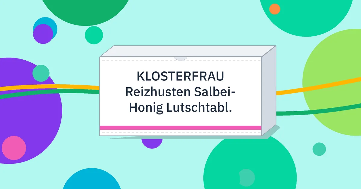 Symbolbild: Packung mit der Aufschrift KLOSTERFRAU Reizhusten Salbei-Honig Lutschtabl. (PZN 13967330) – Verfügbarkeit und Bezug in Apotheken in Frankfurt am Main
