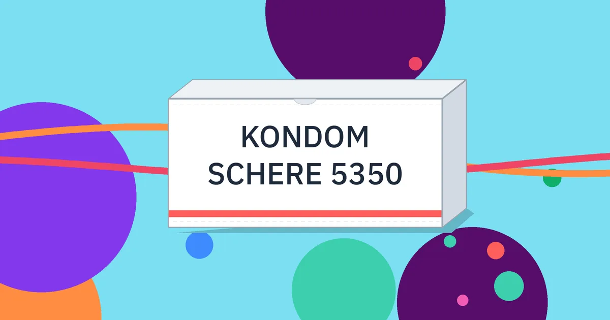 Symbolbild: Packung mit der Aufschrift KONDOM SCHERE 5350 (PZN 07138351) – Verfügbarkeit und Bezug in Apotheken in Frankfurt am Main