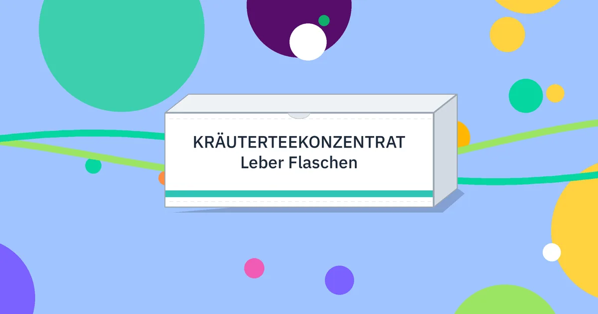 Symbolbild: Packung mit der Aufschrift KRÄUTERTEEKONZENTRAT Leber Flaschen (PZN 10091191) – Verfügbarkeit und Bezug in Apotheken in Frankfurt am Main