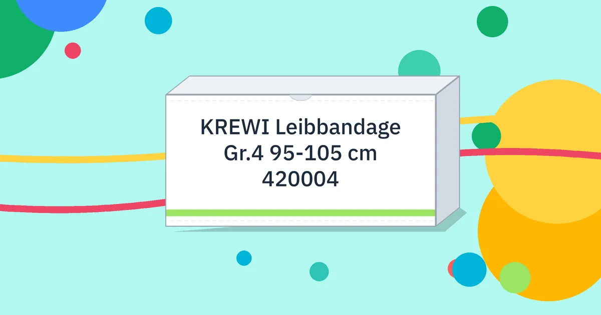 Symbolbild: Packung mit der Aufschrift KREWI Leibbandage Gr.4 95-105 cm 420004 (PZN 07298103) – Verfügbarkeit und Bezug in Apotheken in Frankfurt am Main