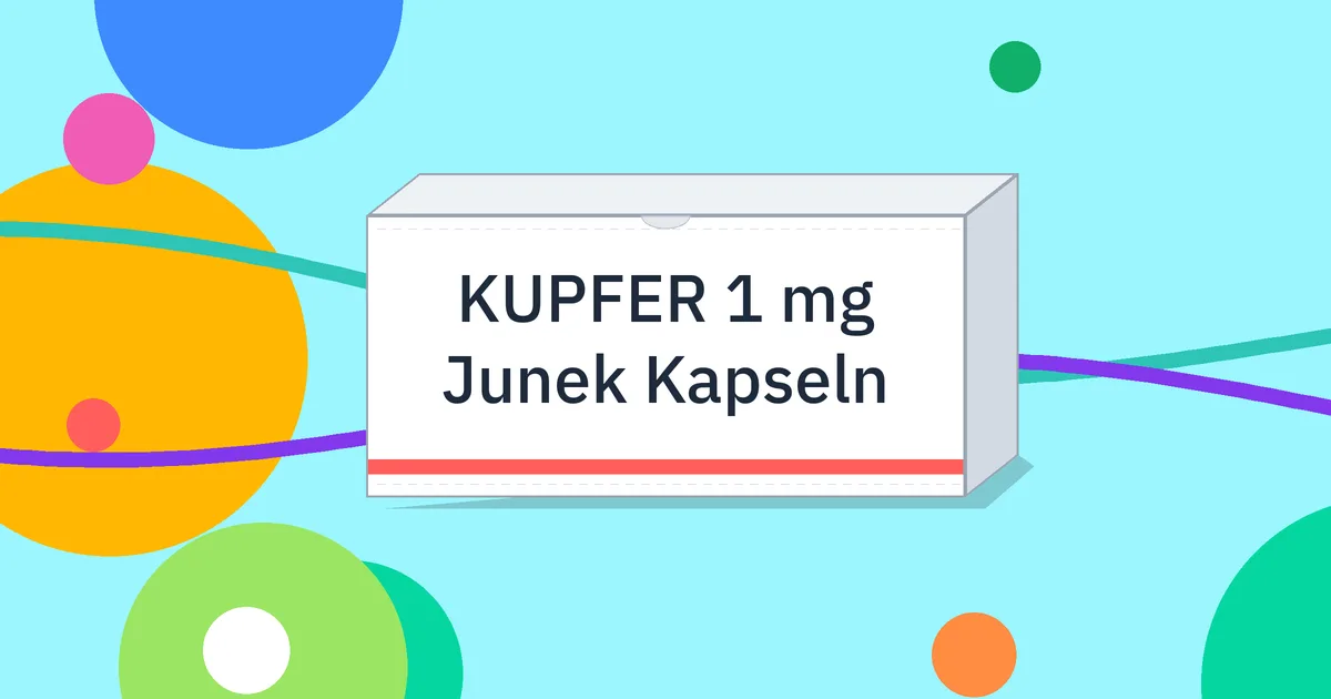 Symbolbild: Packung mit der Aufschrift KUPFER 1 mg Junek Kapseln (PZN 01610539) – Verfügbarkeit und Bezug in Apotheken in Frankfurt am Main