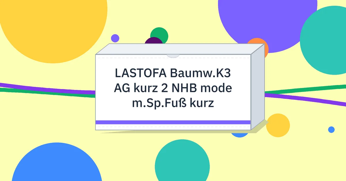 Symbolbild: Packung mit der Aufschrift LASTOFA Baumw.K3 AG kurz 2 NHB mode m.Sp.Fuß kurz (PZN 01955600) – Verfügbarkeit und Bezug in Apotheken in Frankfurt am Main