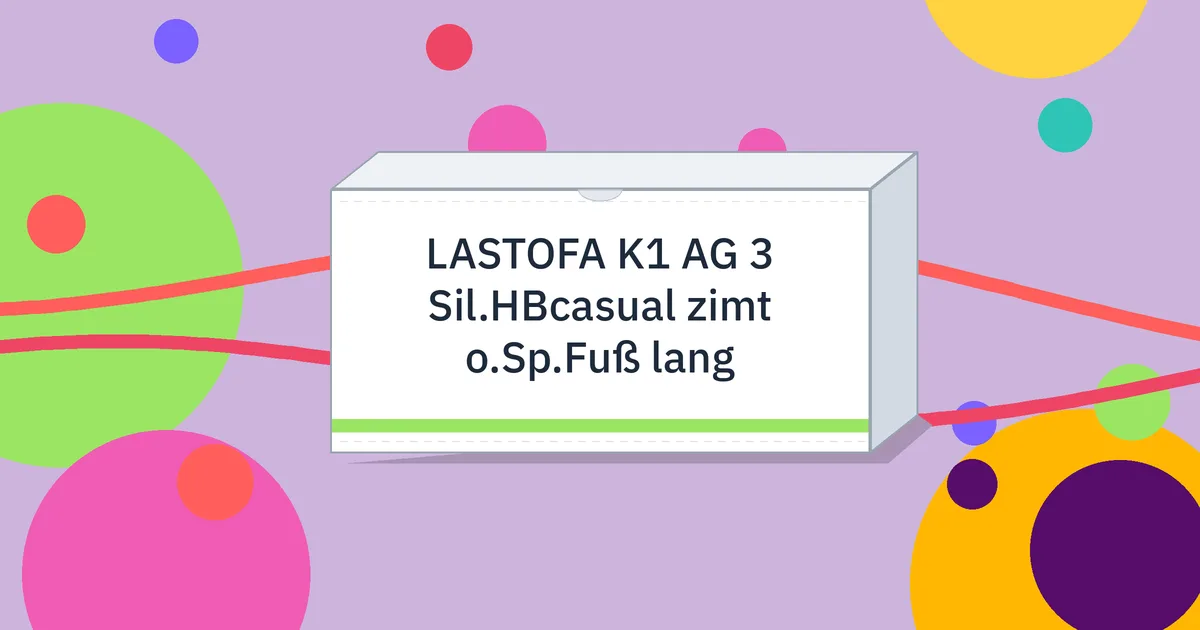 Symbolbild: Packung mit der Aufschrift LASTOFA K1 AG 3 Sil.HBcasual zimt o.Sp.Fuß lang (PZN 14148226) – Verfügbarkeit und Bezug in Apotheken in Frankfurt am Main