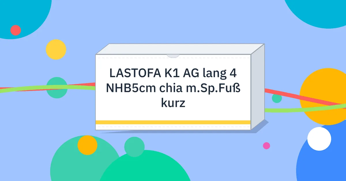 Symbolbild: Packung mit der Aufschrift LASTOFA K1 AG lang 4 NHB5cm chia m.Sp.Fuß kurz (PZN 13791670) – Verfügbarkeit und Bezug in Apotheken in Frankfurt am Main
