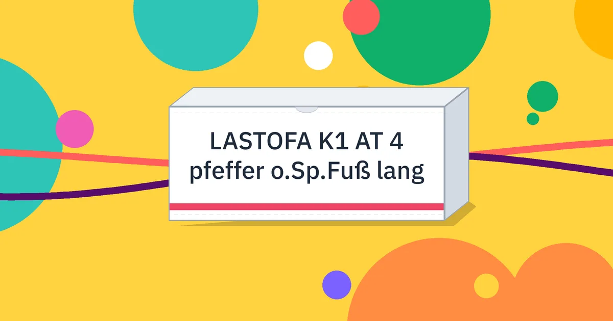 Symbolbild: Packung mit der Aufschrift LASTOFA K1 AT 4 pfeffer o.Sp.Fuß lang (PZN 14151079) – Verfügbarkeit und Bezug in Apotheken in Frankfurt am Main