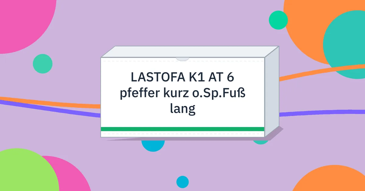 Symbolbild: Packung mit der Aufschrift LASTOFA K1 AT 6 pfeffer kurz o.Sp.Fuß lang (PZN 14151317) – Verfügbarkeit und Bezug in Apotheken in Frankfurt am Main