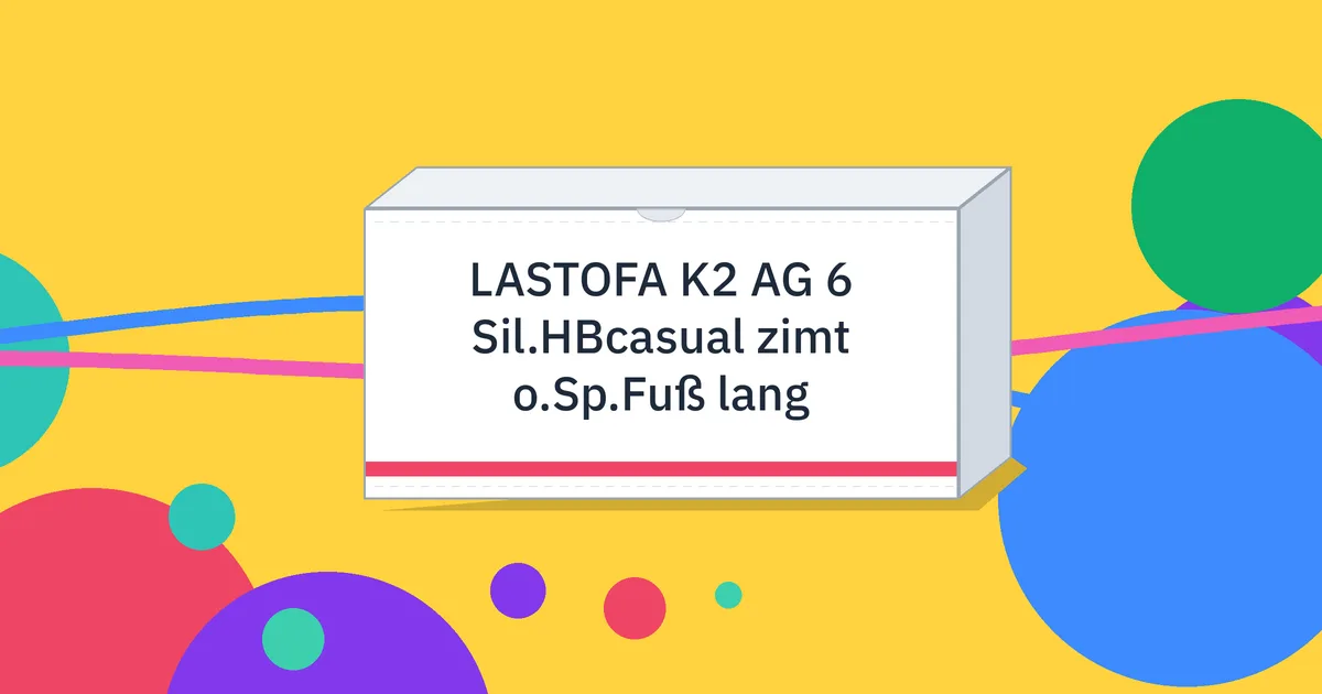 Symbolbild: Packung mit der Aufschrift LASTOFA K2 AG 6 Sil.HBcasual zimt o.Sp.Fuß lang (PZN 14150424) – Verfügbarkeit und Bezug in Apotheken in Frankfurt am Main