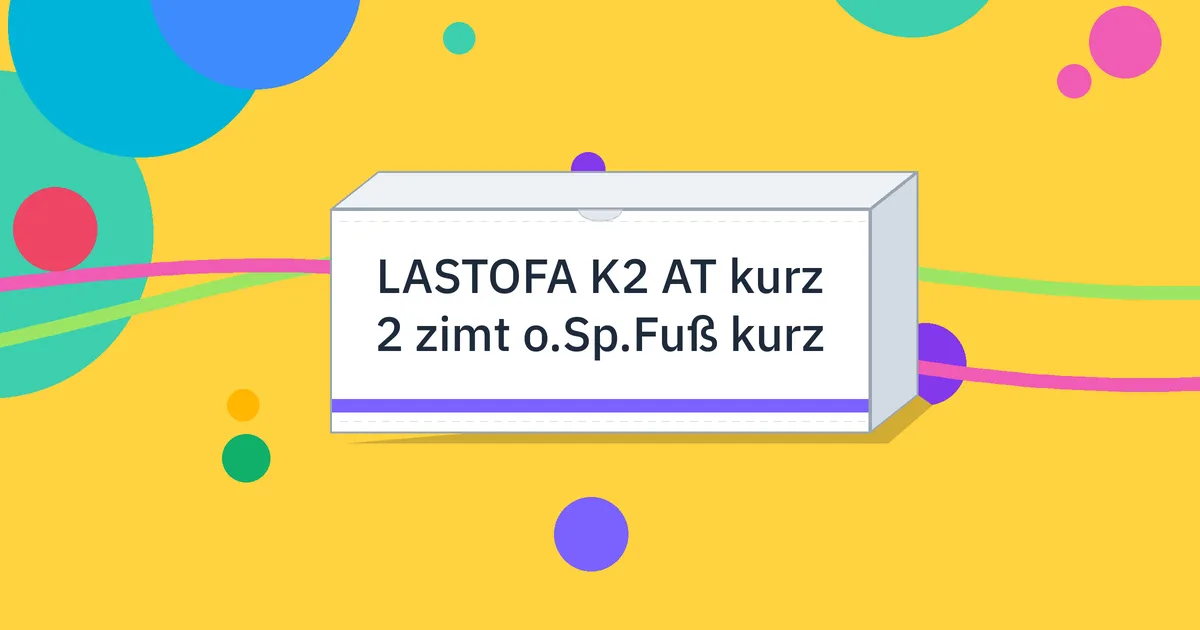 Symbolbild: Packung mit der Aufschrift LASTOFA K2 AT kurz 2 zimt o.Sp.Fuß kurz (PZN 13808637) – Verfügbarkeit und Bezug in Apotheken in Frankfurt am Main
