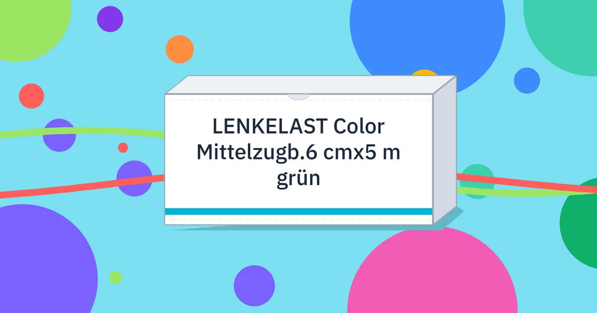 Symbolbild: Packung mit der Aufschrift LENKELAST Color Mittelzugb.6 cmx5 m grün (PZN 01467473) – Verfügbarkeit und Bezug in Apotheken in Frankfurt am Main