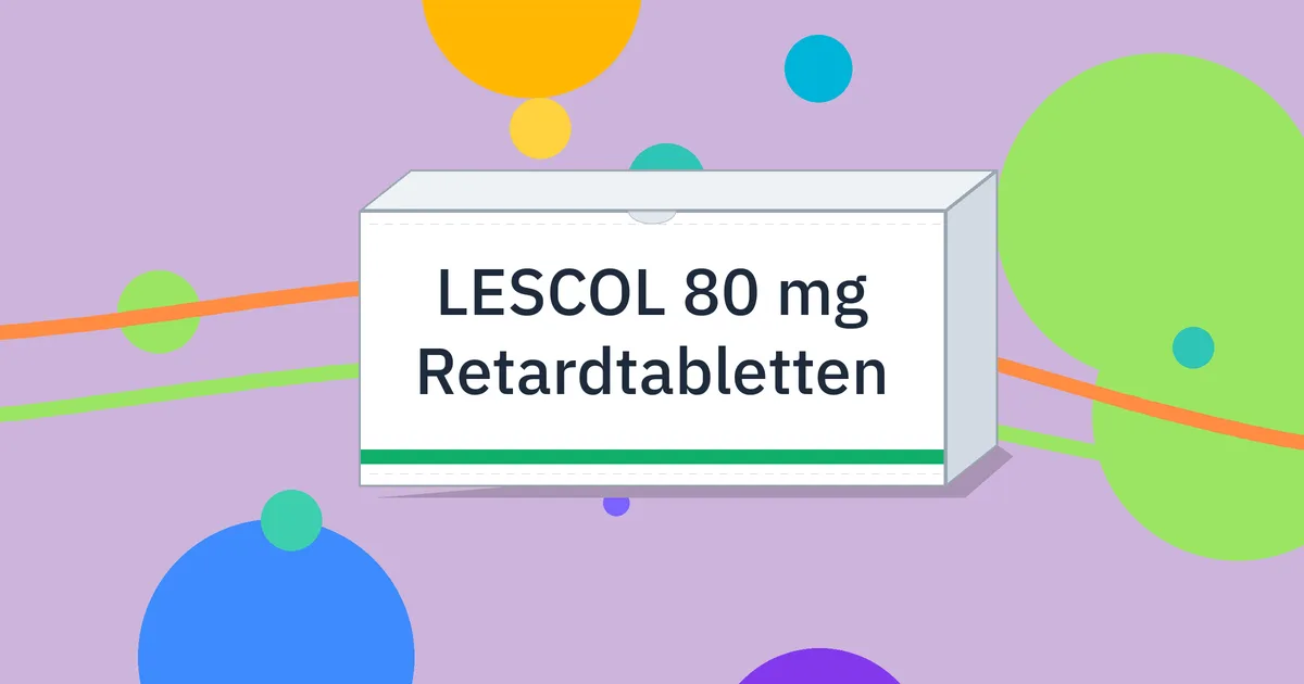 Symbolbild: Packung mit der Aufschrift LESCOL 80 mg Retardtabletten (PZN 13427562) – Verfügbarkeit und Bezug in Apotheken in Frankfurt am Main